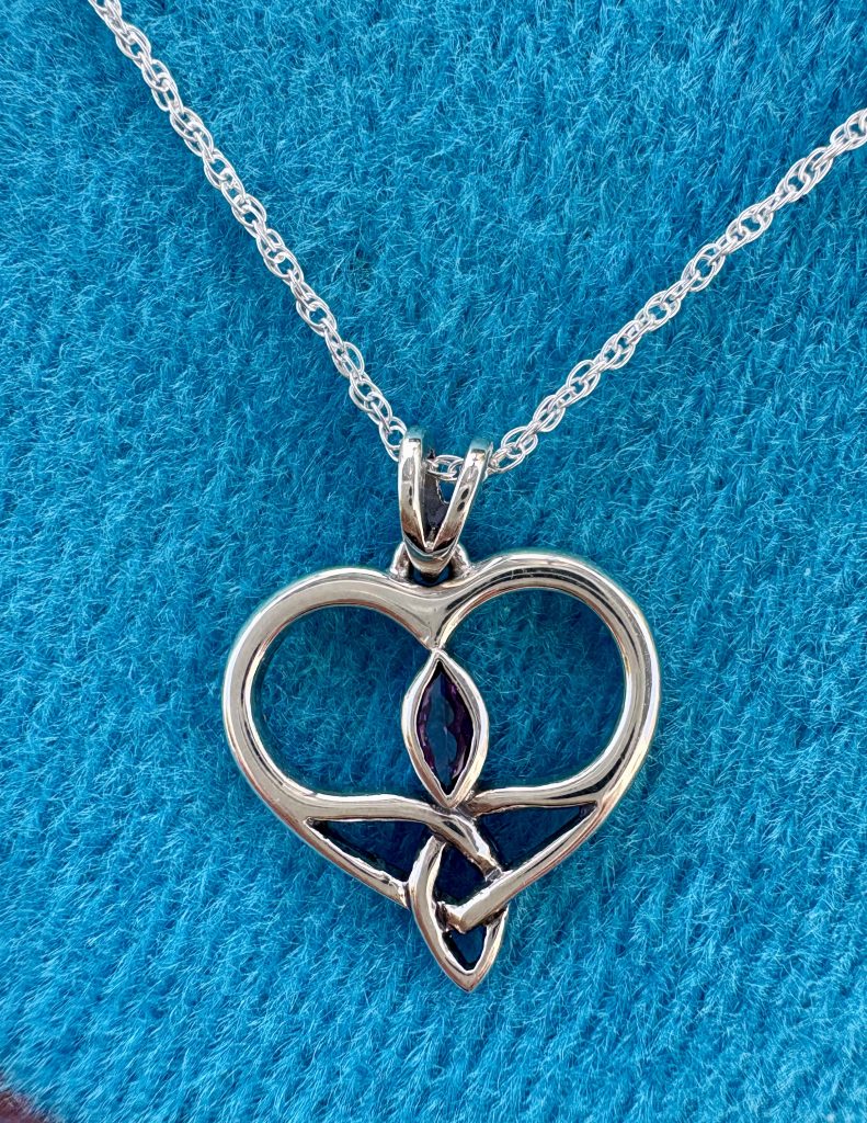 Celtic Heart Silver Pendant with Amethyst - Scottish Treasures